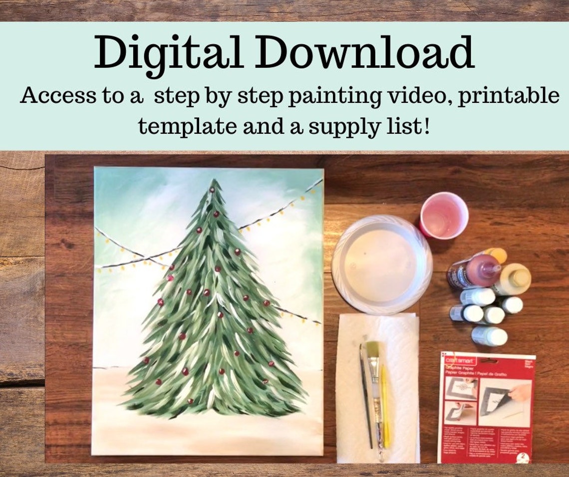 Christmas Tree Canvas Painting Tutorial/instant Download/ | Etsy