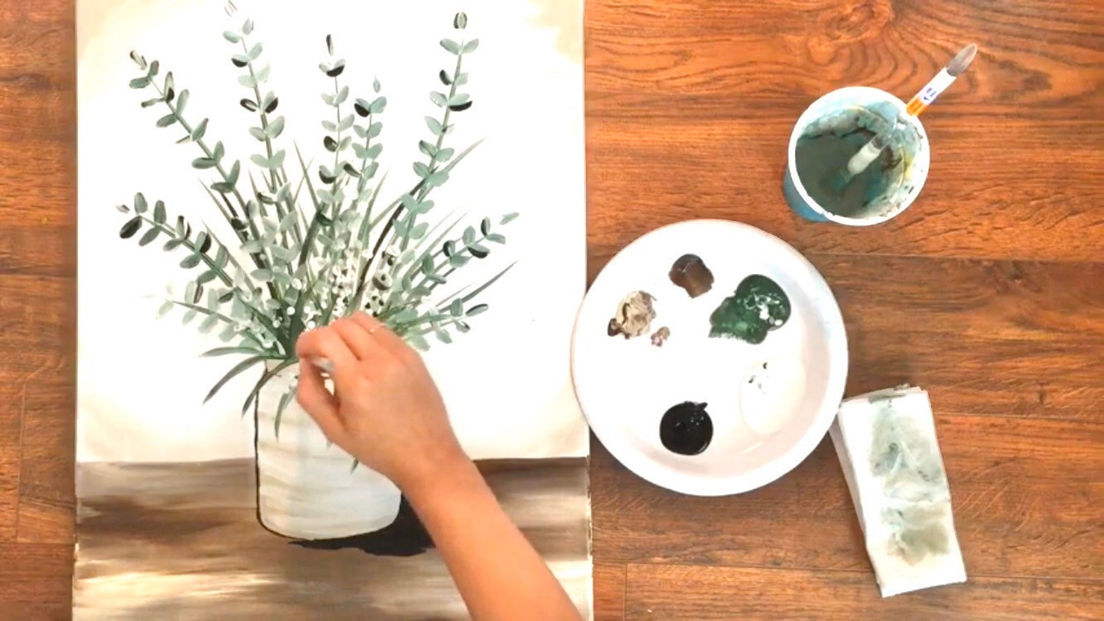 Greenery Canvas Painting Tutorial/instant Download/ Learn How to Paint ...