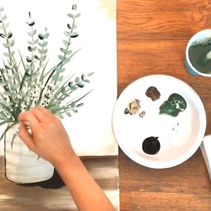 Greenery Canvas Painting Tutorial/instant Download/ Learn How to Paint ...