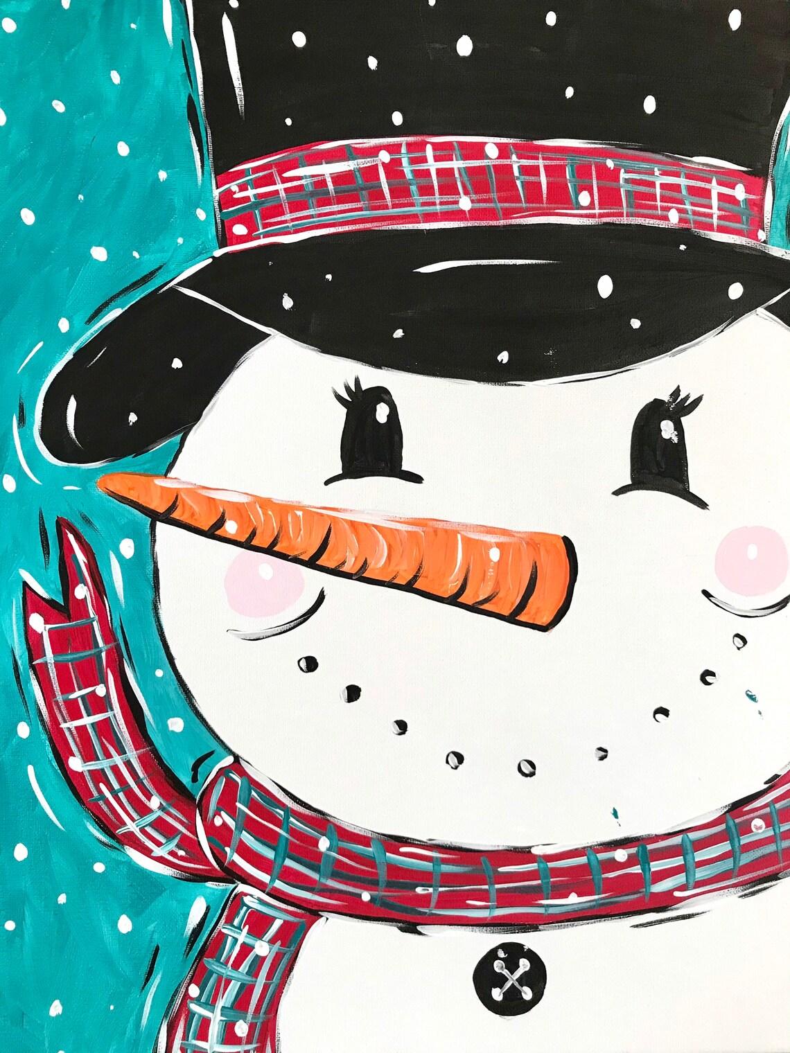Snowman Canvas Painting Tutorial/instant Download/ Learn How - Etsy