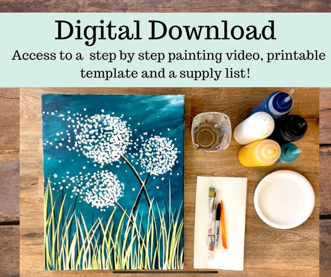 Dandelion Canvas Painting Tutorial/instant Download/ Learn How to Paint ...