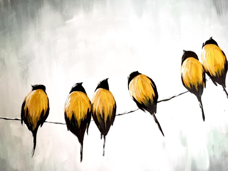 Birds on Wire Canvas Painting Tutorial/instant Download/ Learn - Etsy