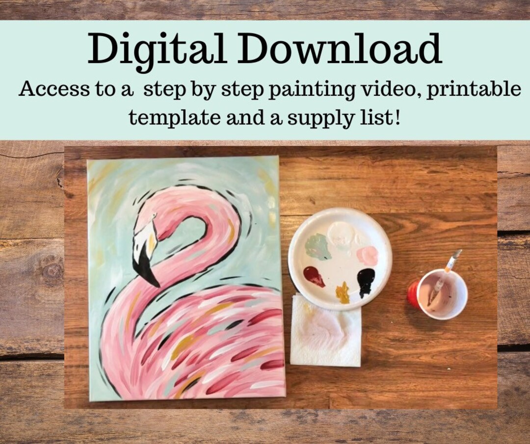 Flamingo Canvas Painting Tutorial/instant Download/ Learn How to Paint ...