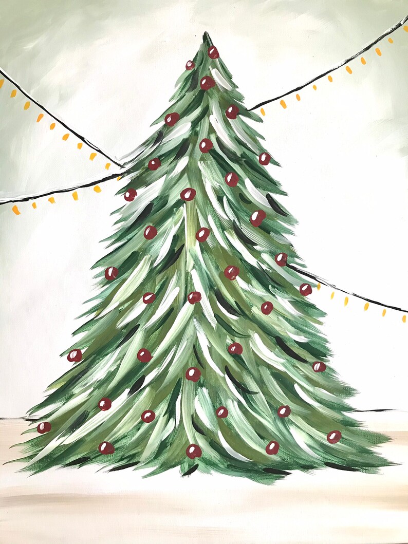 Christmas Tree Canvas Painting Tutorial/instant Download/ Learn How to ...