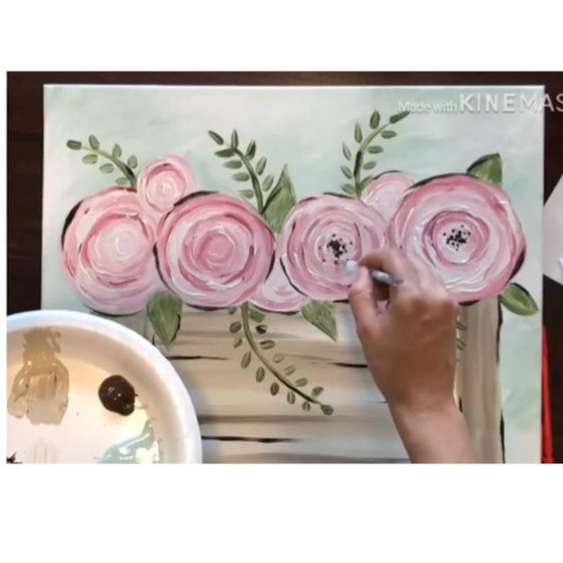Flower Box Canvas Painting Tutorial/instant Download/ Learn How to ...