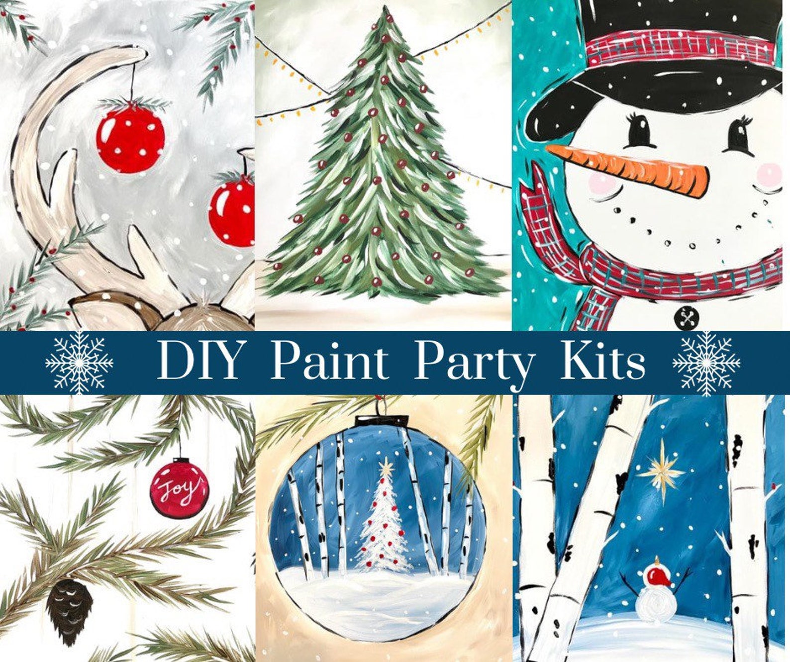 Christmas Paint Party Canvas Kit - Host a DIY Paint Party at Home! Sip ...