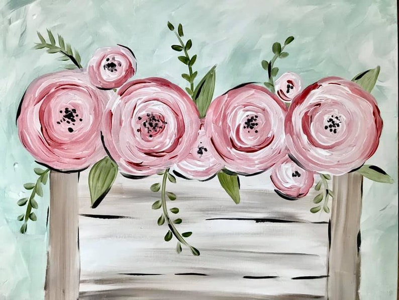 Flower Box Canvas Painting Tutorial/instant Download/ Learn How to ...