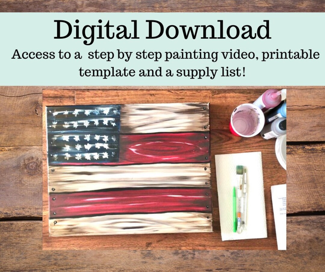 Flag Canvas Painting Tutorial/instant Download/ Learn How to Paint/ Art ...