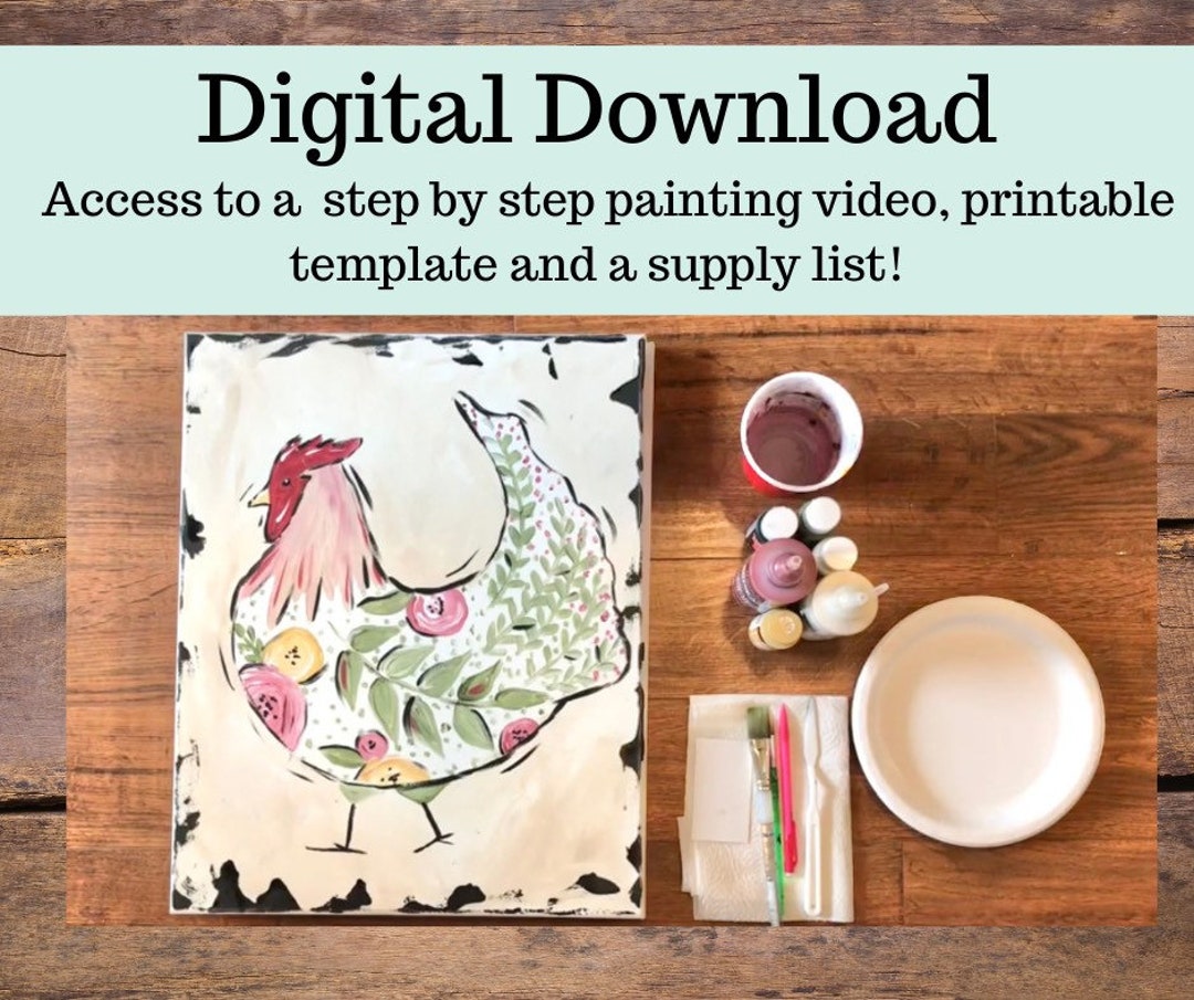 Chicken Canvas Painting Tutorial/instant Download/ Learn How to Paint ...