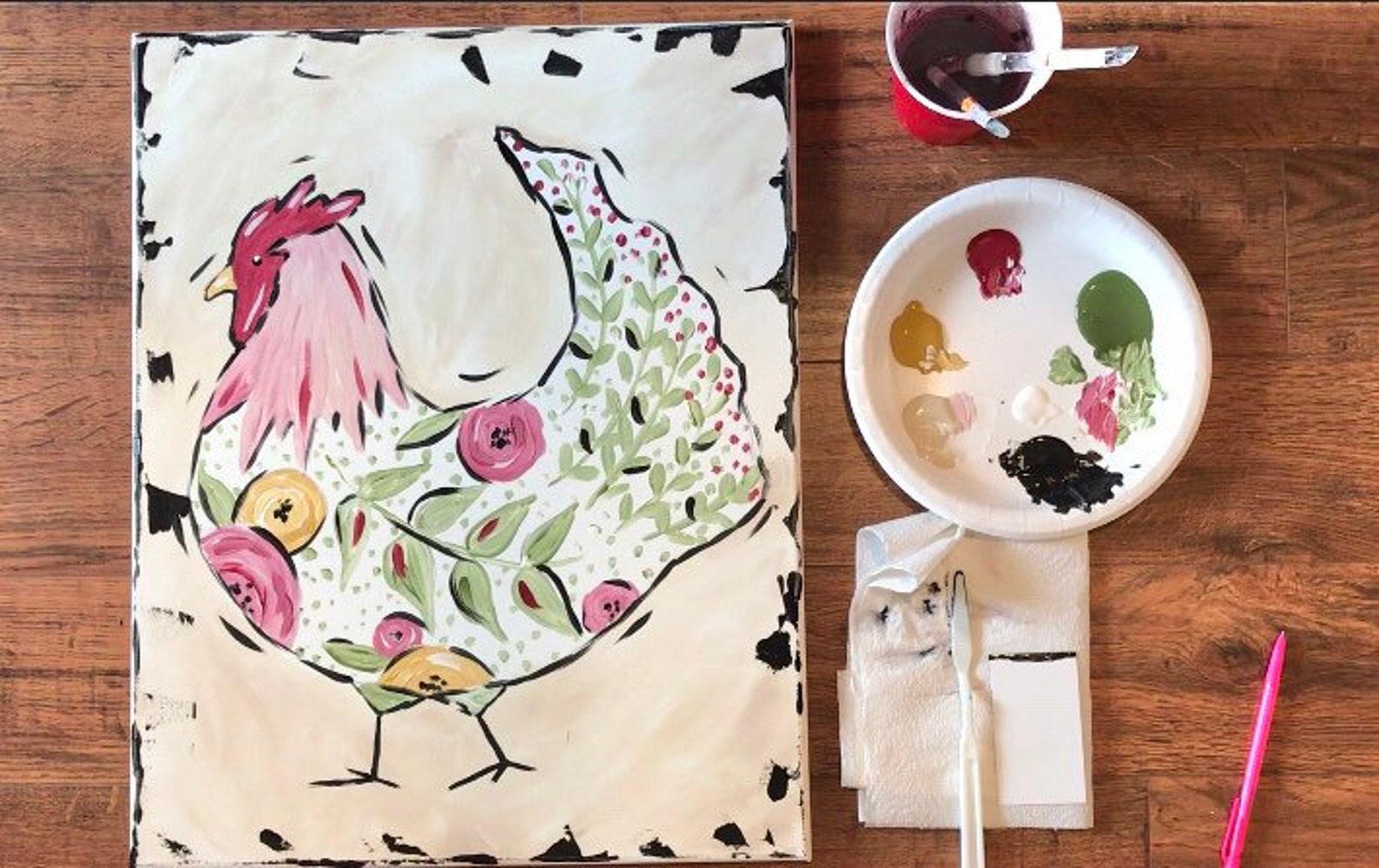 Chicken Canvas Painting Tutorial/instant Download/ Learn How - Etsy