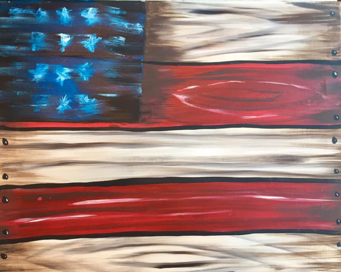 Flag Canvas Painting Tutorial/instant Download/ Learn How to Paint/ Art ...