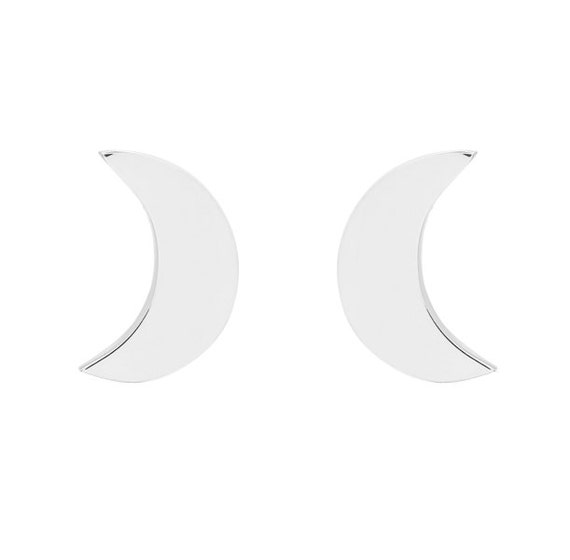 Sterling Silver Half Moon Studs Half Moon Earrings Silver | Etsy