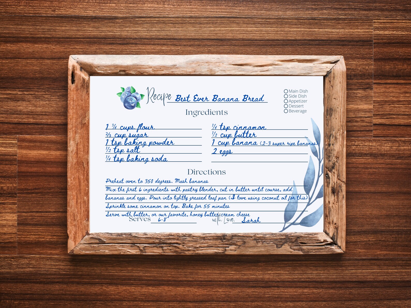 Bride-to-be Blue Recipe Card Instant Download Printable for Bridal ...