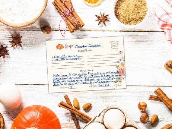 Fall Themed Recipe Card Printable for Bride to Be - Etsy