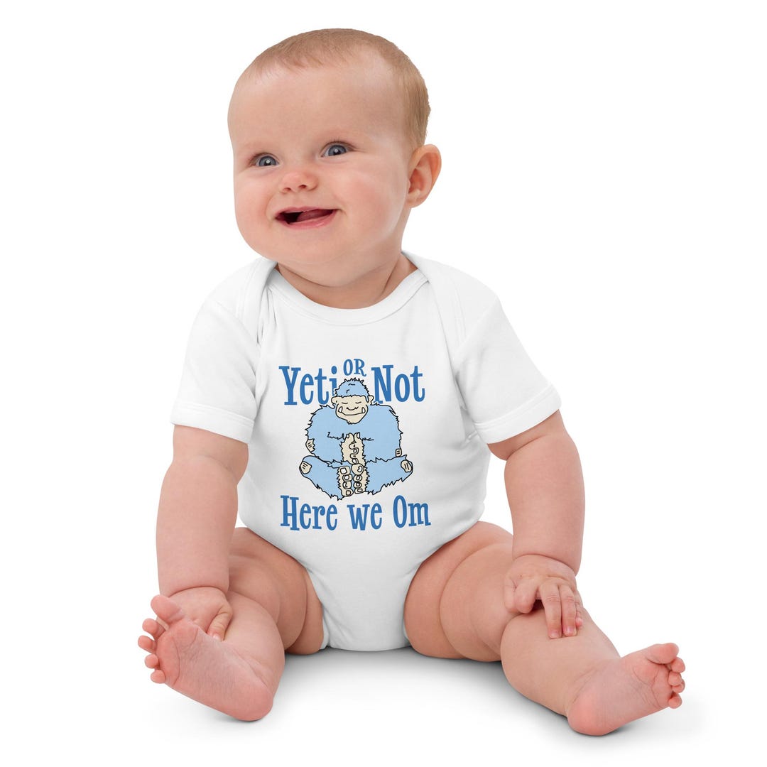 Meditating Yeti Baby Onesie, Organic Cotton Sasquatch, Cute Zen Bigfoot ...
