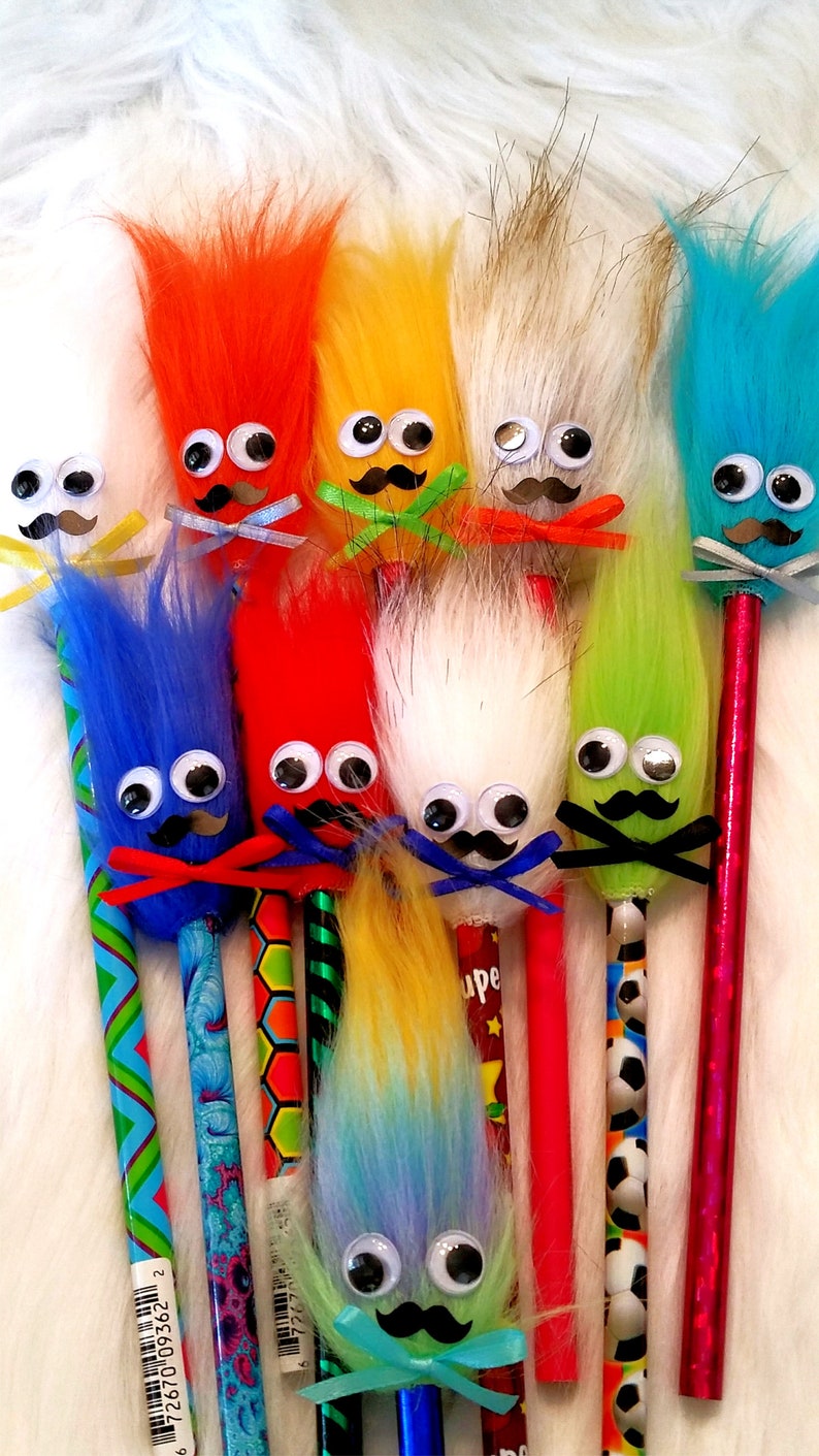 10 Birthday Party Favors Pencil Toppers Fun Fur Monster Fur Goody Bag ...