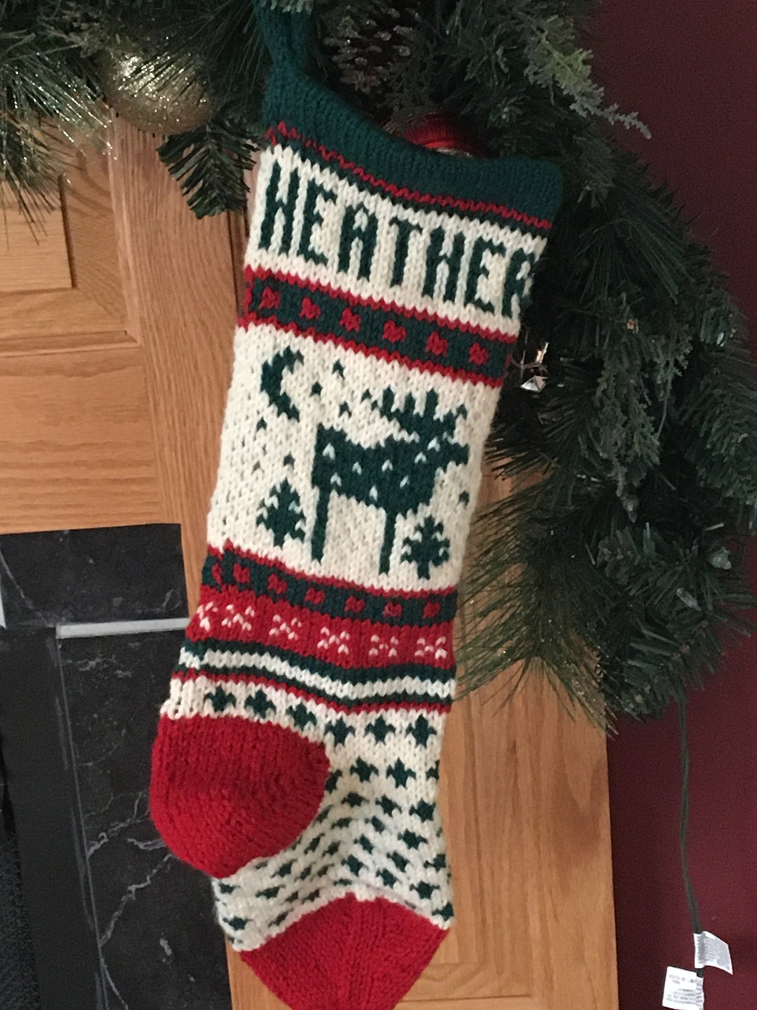 Christmas Stocking - MOOSE - Hand Knit - Can Be Personalized - Etsy