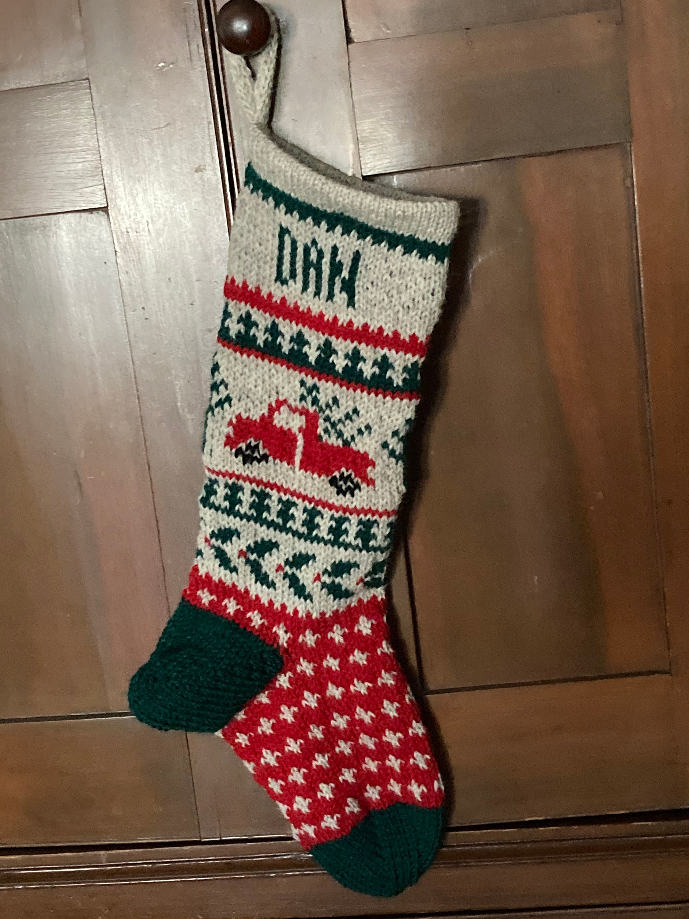Christmas Stocking - PICK-UP TRUCK - Hand Knit - Can Be Personalized - Etsy