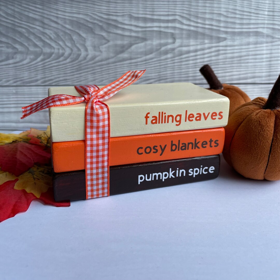 Wooden Book Stack Autumn Decorations Autumn Home Decor - Etsy