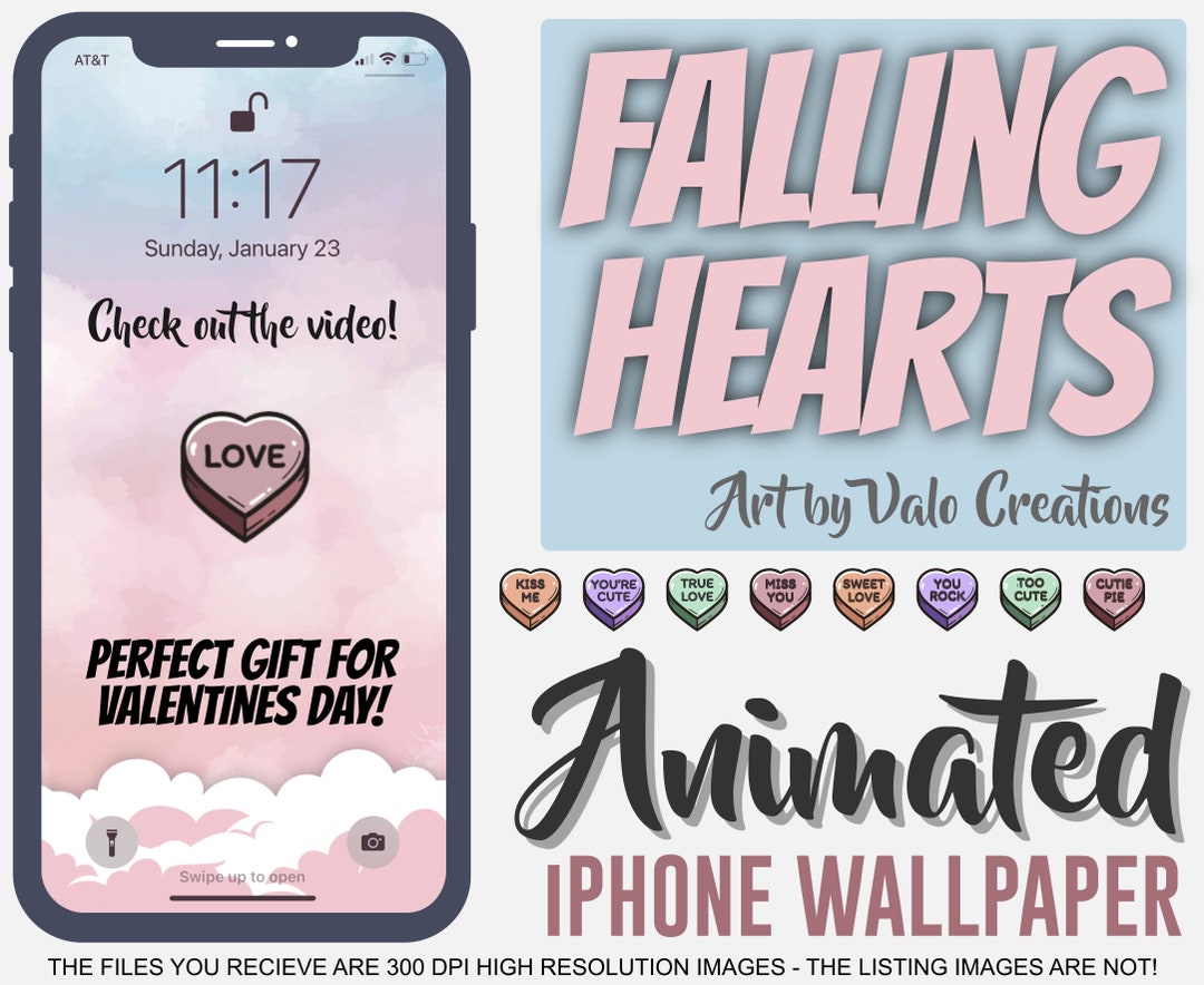 ANIMATED Falling Candy/conversation Hearts iPhone Lock Screen Wallpaper ...