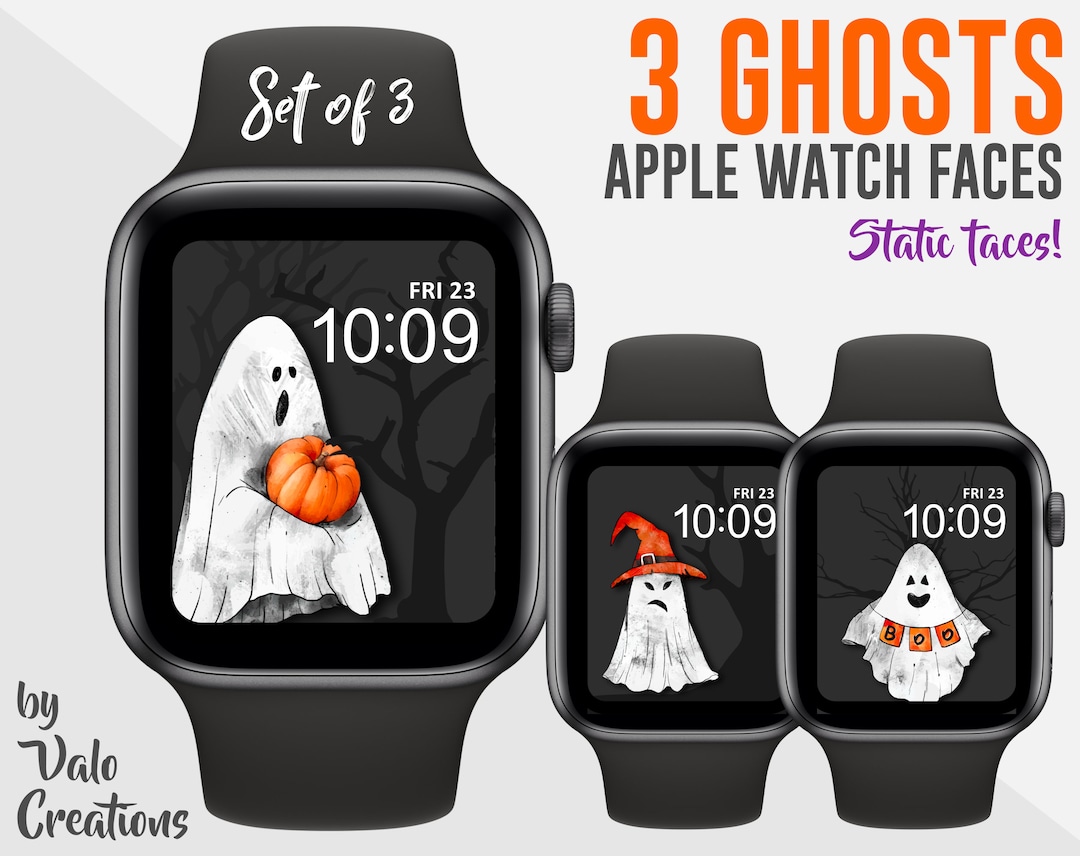 Set of 3 Ghost Halloween Apple Watch Faces Wallpapers | Art by Valo ...