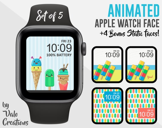 ANIMATED Ice Cream Apple Watch Faces by Valo Creations - Etsy