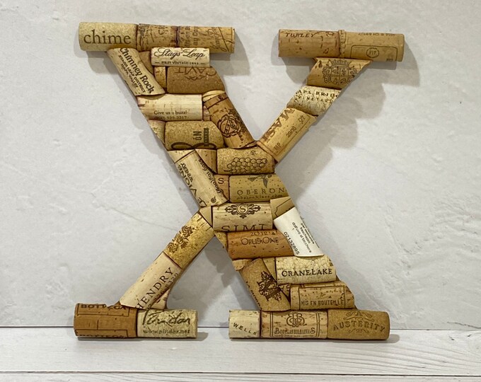 READY TO SHIP- Letter X // Wine Cork Letter on Ribbon Hanger //wine ...