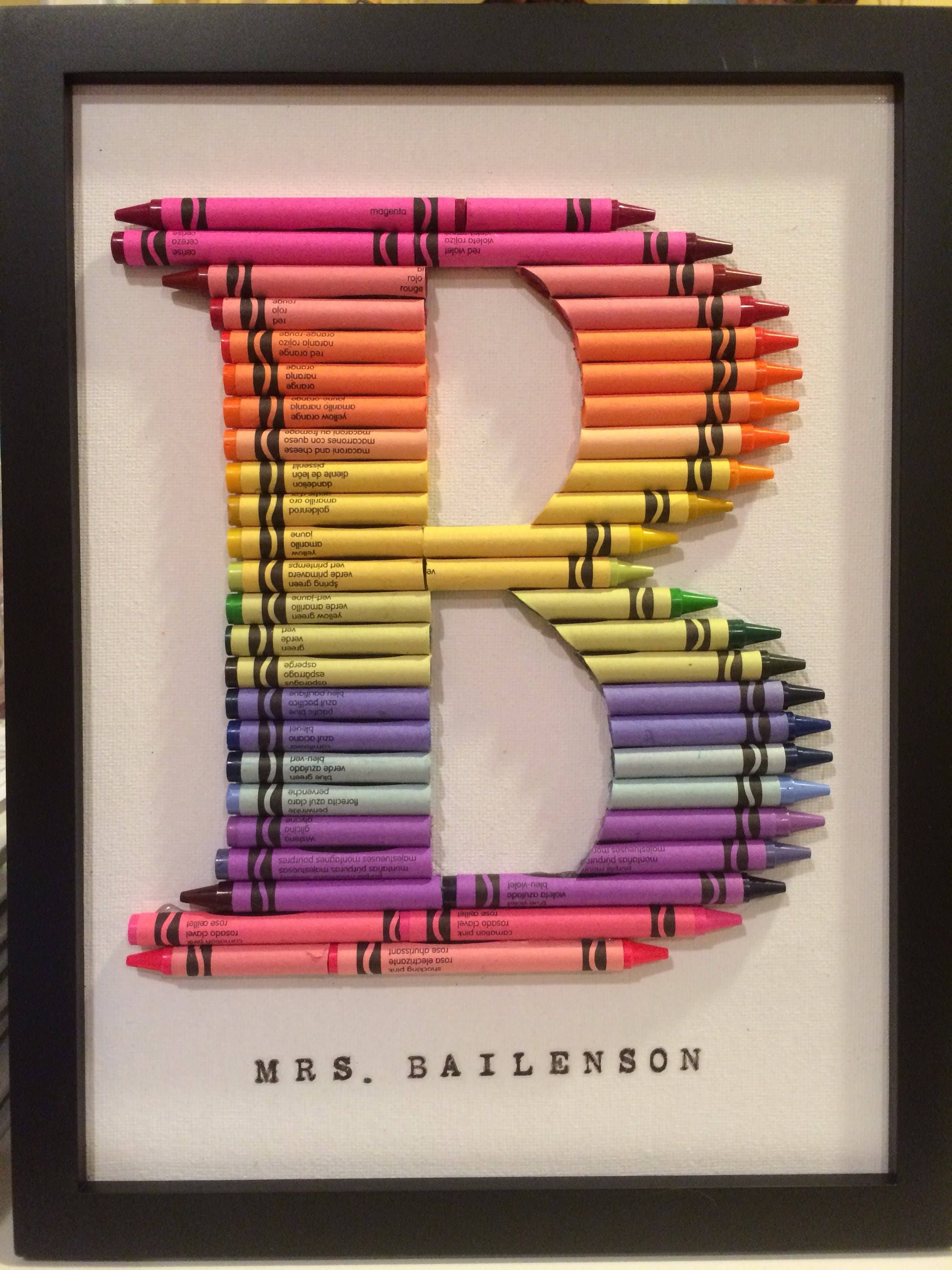 Custom Crayon Monogram Small Rainbow Colors Baby Gift | Etsy