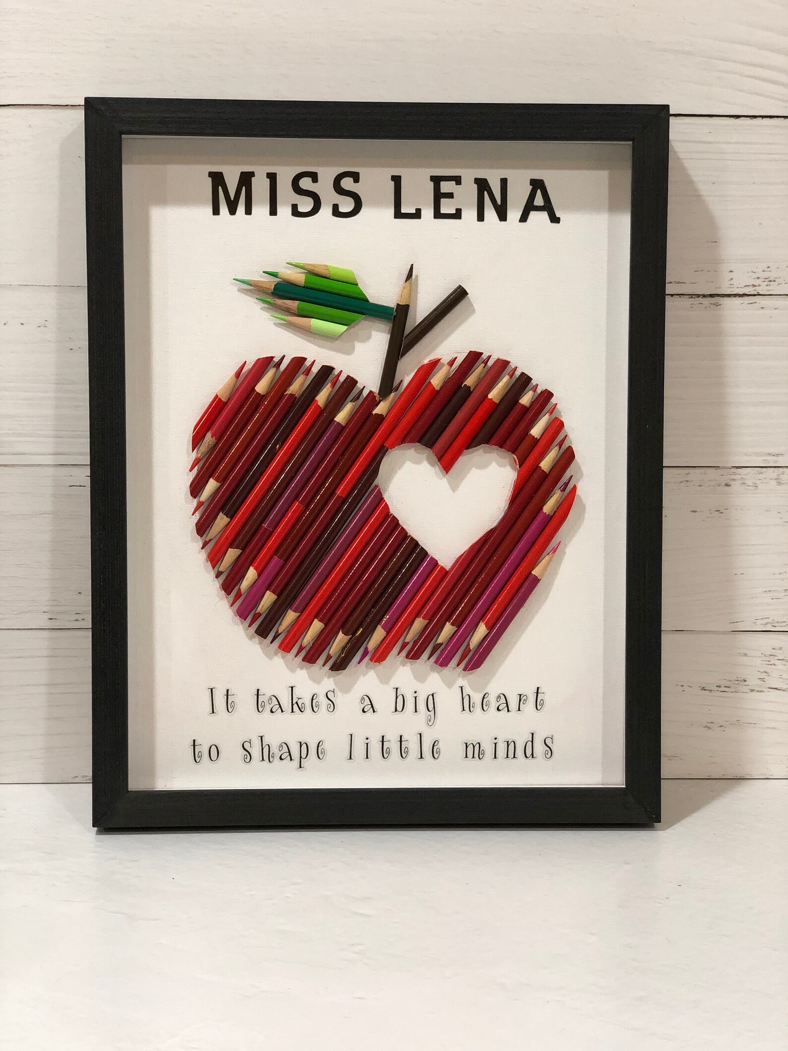 Apple Teacher Gift Framed Red Colored Pencil Personalized - Etsy