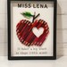 Apple Teacher Gift, Framed Red Colored Pencil Personalized Apple, Heart ...