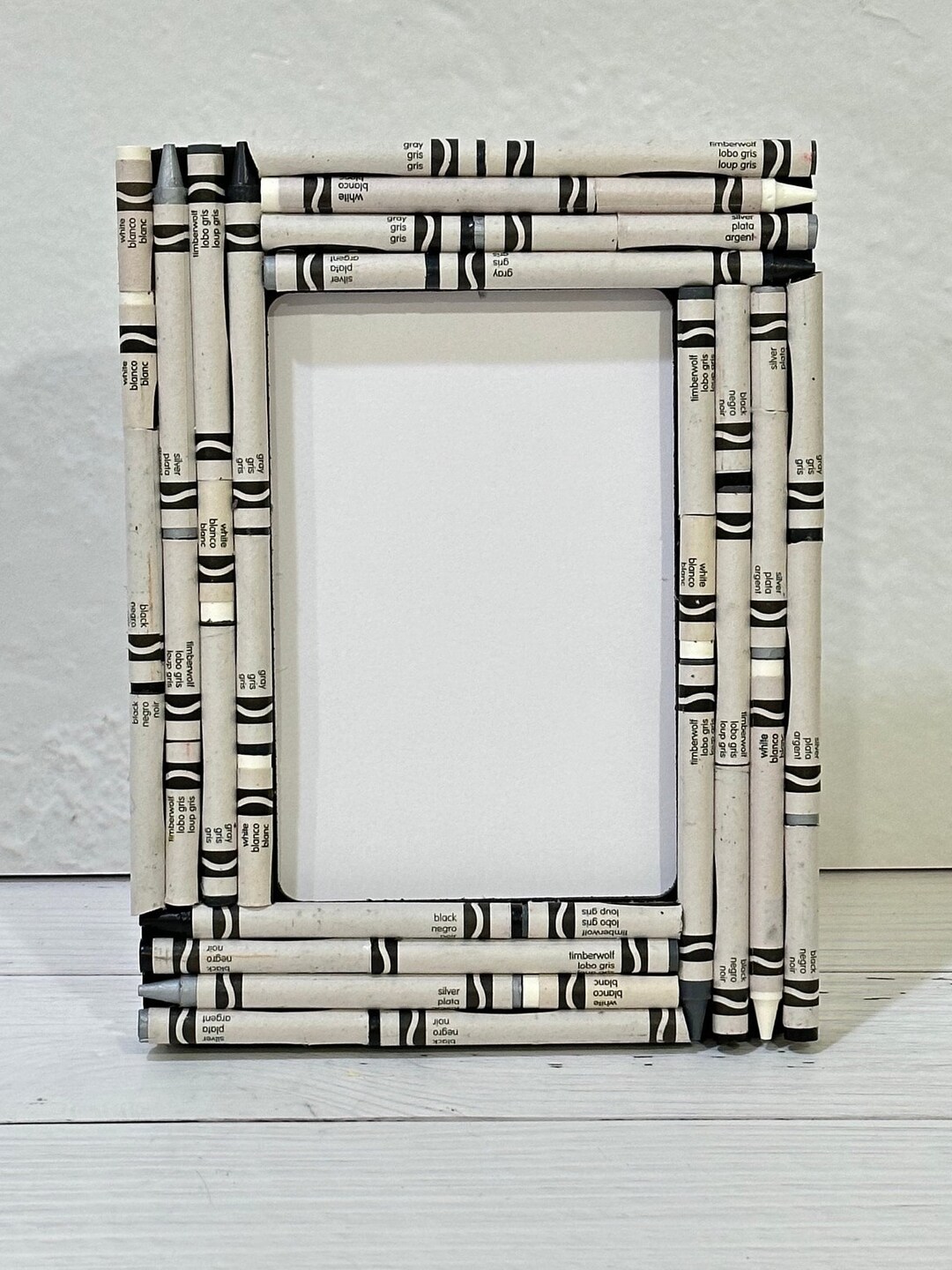 Cut Crayon Picture Frame, Black/white/gray Crayons Photo Frame, Teacher ...