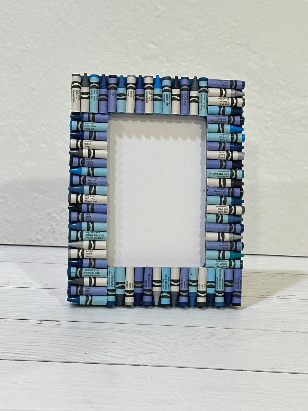 Cut Crayon Picture Frame, Blue & Gray Crayon Photo Frame, Teacher ...