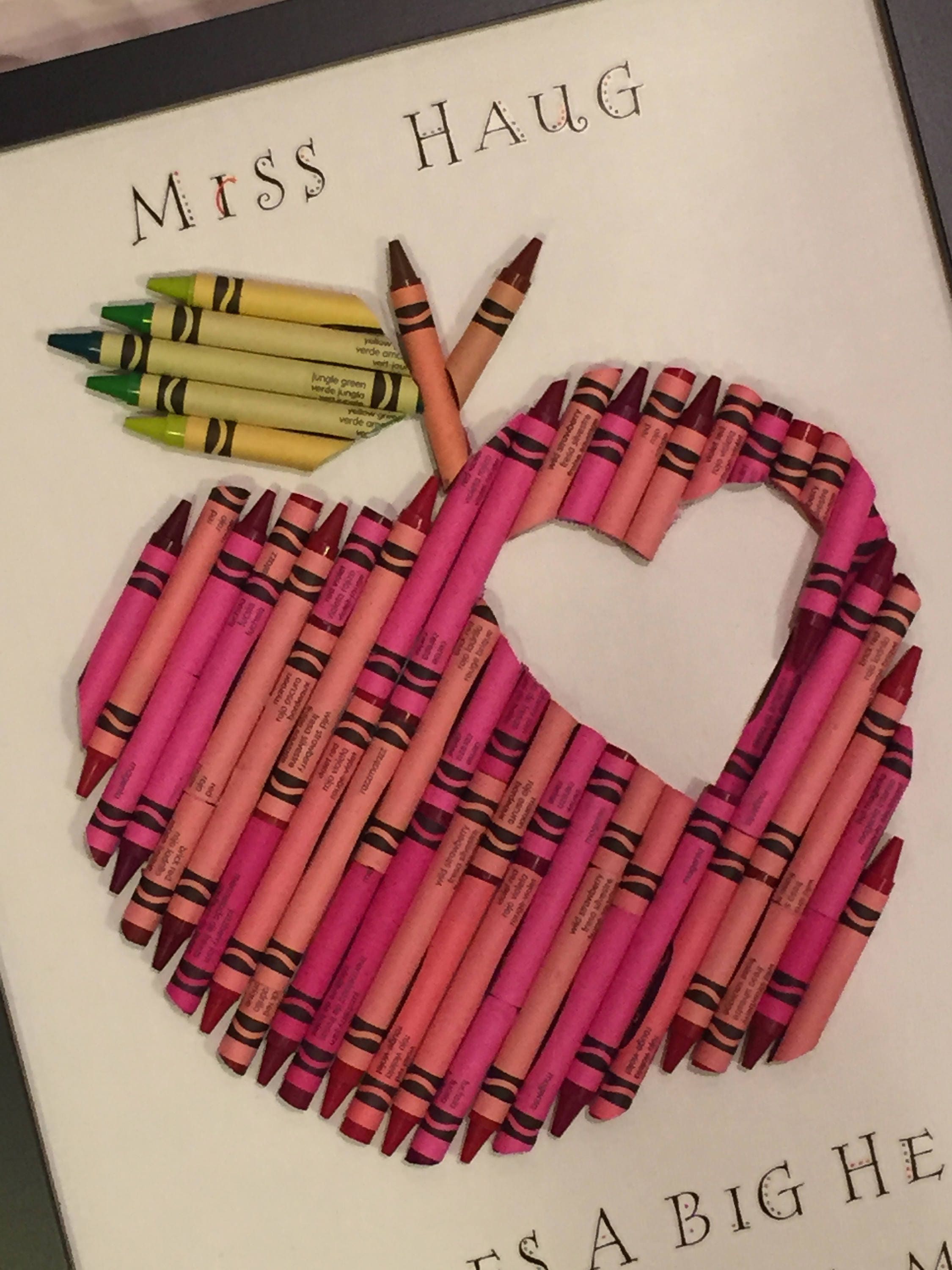Crayon Apple Teacher Gift, Green Apple, Framed Crayon Personalized ...