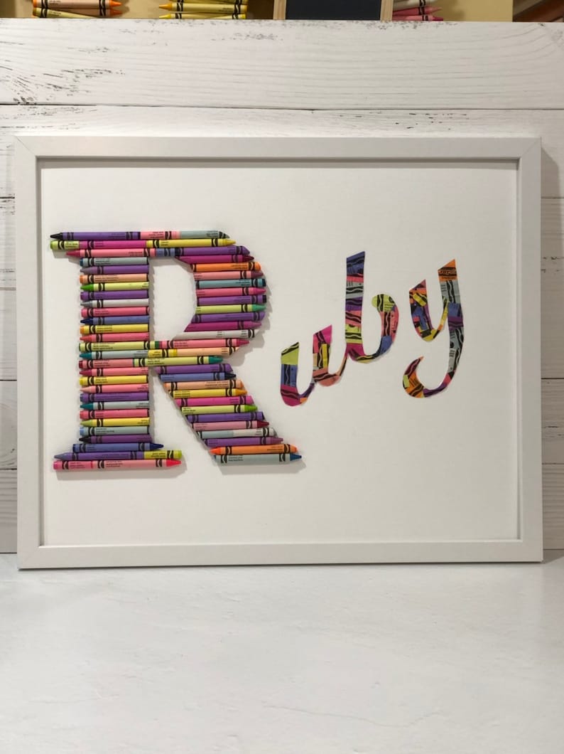 Custom Crayon Monogram, Full Name Wall Art, Crayon Name Gift, Special ...