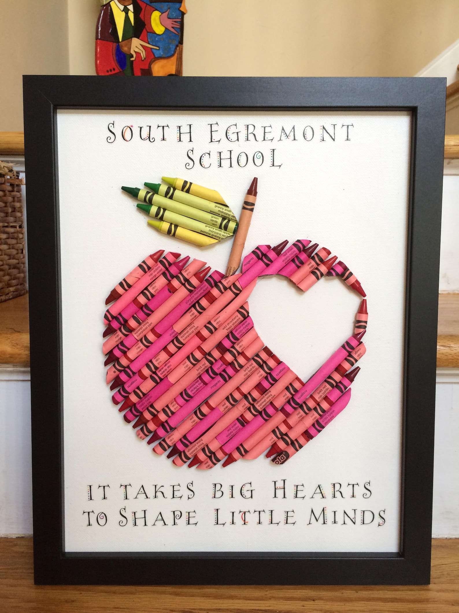 Crayon Apple Teacher Gift, Green Apple, Framed Crayon Personalized ...