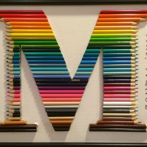Custom Colored Pencil Monogram Large, Personalized Cut Pencil Letter ...