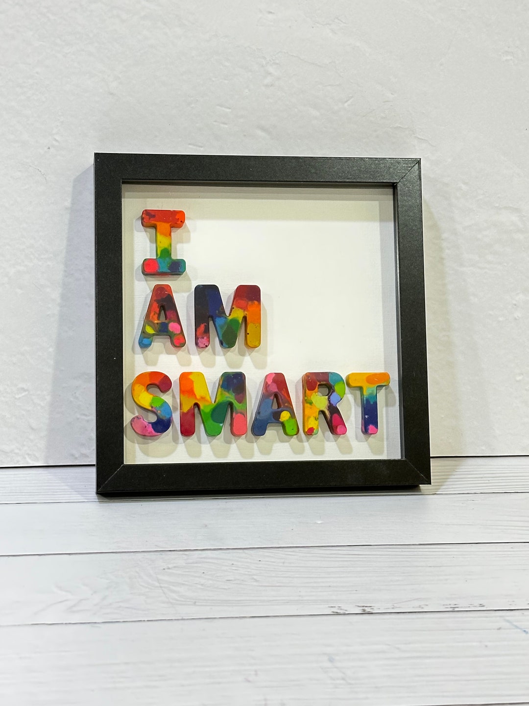 I Am Smart, 8x8 Square, 3D Wall Quote, Melted Crayon Word Art, Nursery ...