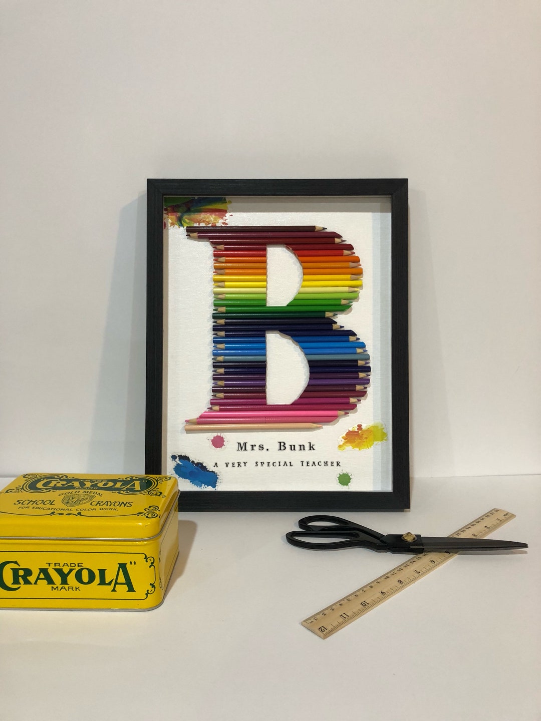 Custom Colored Pencil Monogram Large, Personalized Cut Pencil Letter ...