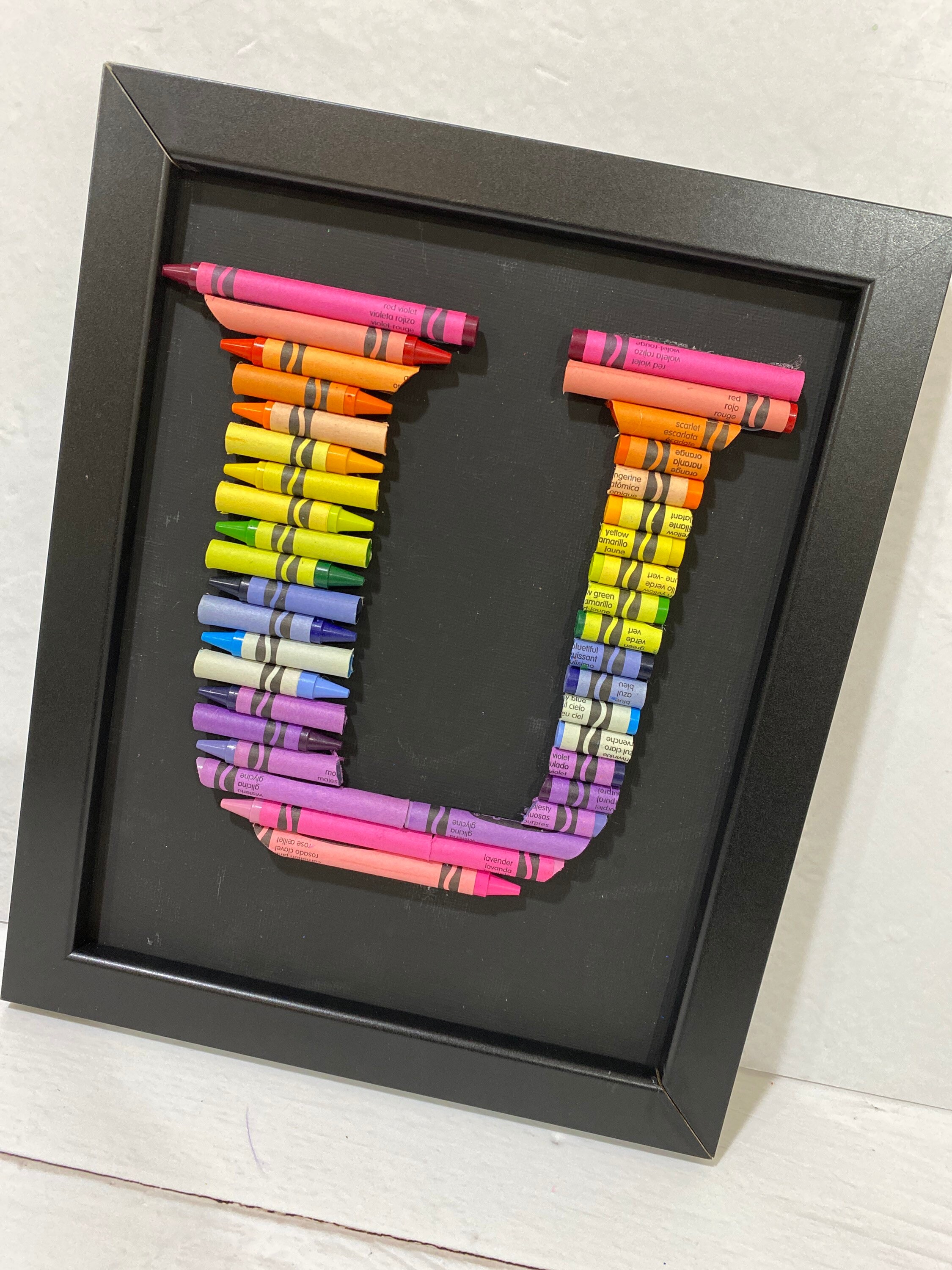 READY TO SHIP Letter U Crayon Monogram Small // Rainbow | Etsy