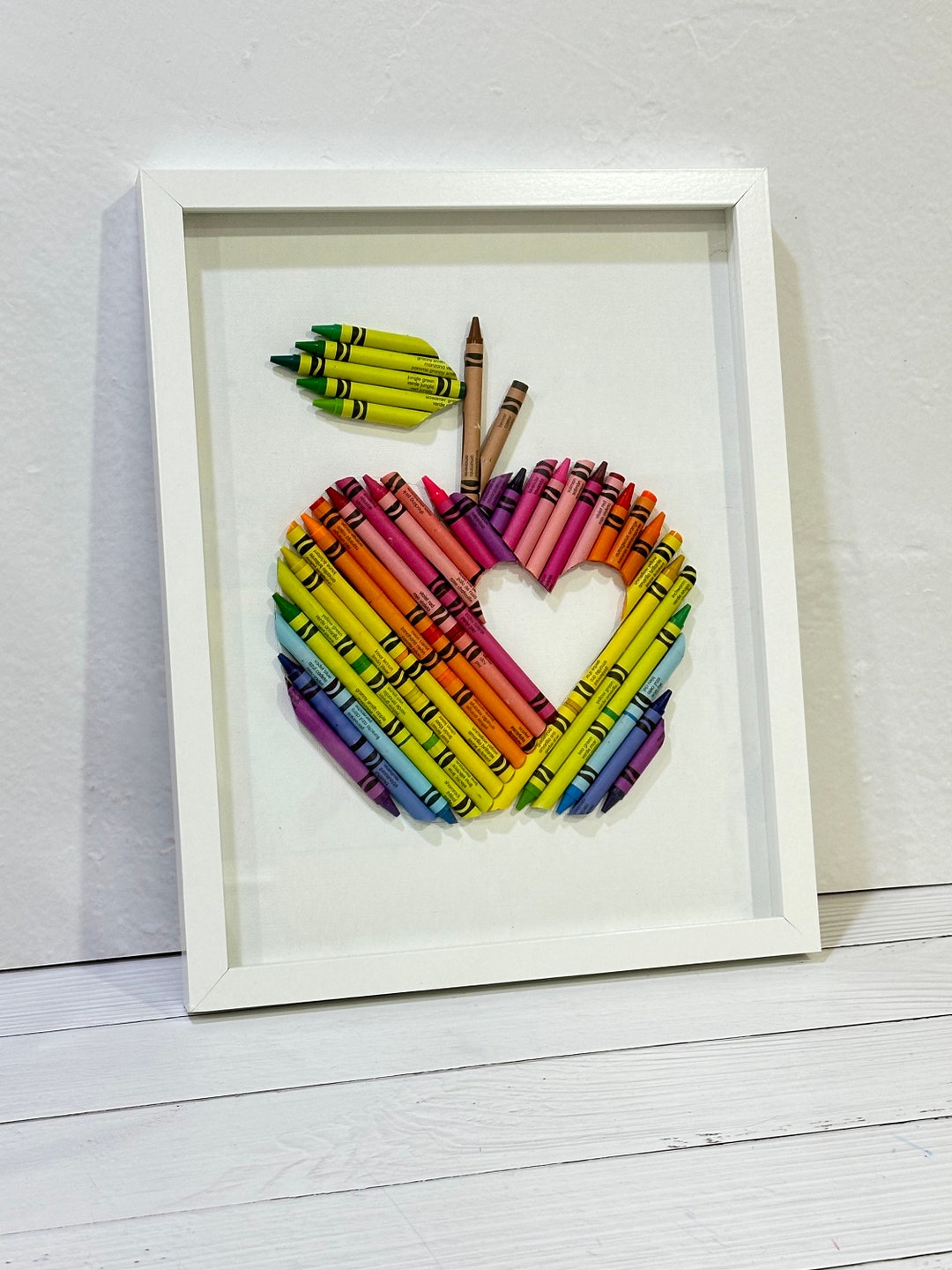 Crayon Apple Teacher Gift RAINBOW, Framed Crayon Personalized Apple ...
