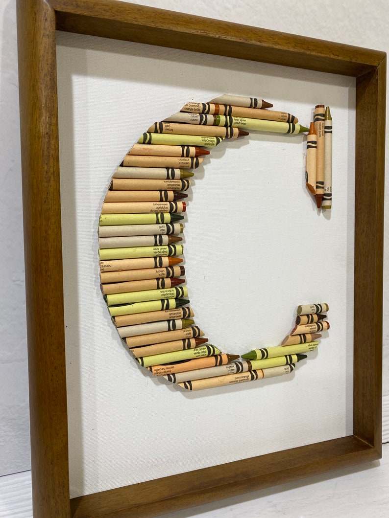 READY TO SHIP- Letter C - Crayon Monogram Large // Brown,dark Green ...