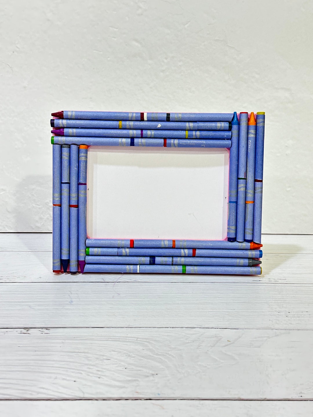 Cut Crayon Picture Frame, Multicolored Glitter Crayon Photo Frame ...