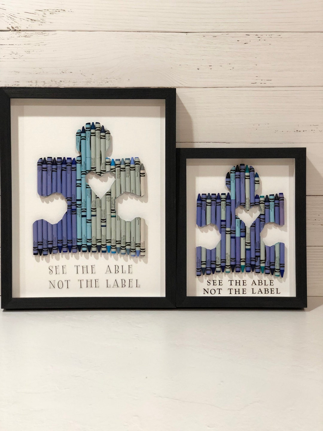 Autism Awareness Puzzle Piece Crayon Art SMALL, Wall Art Puzzle Piece ...
