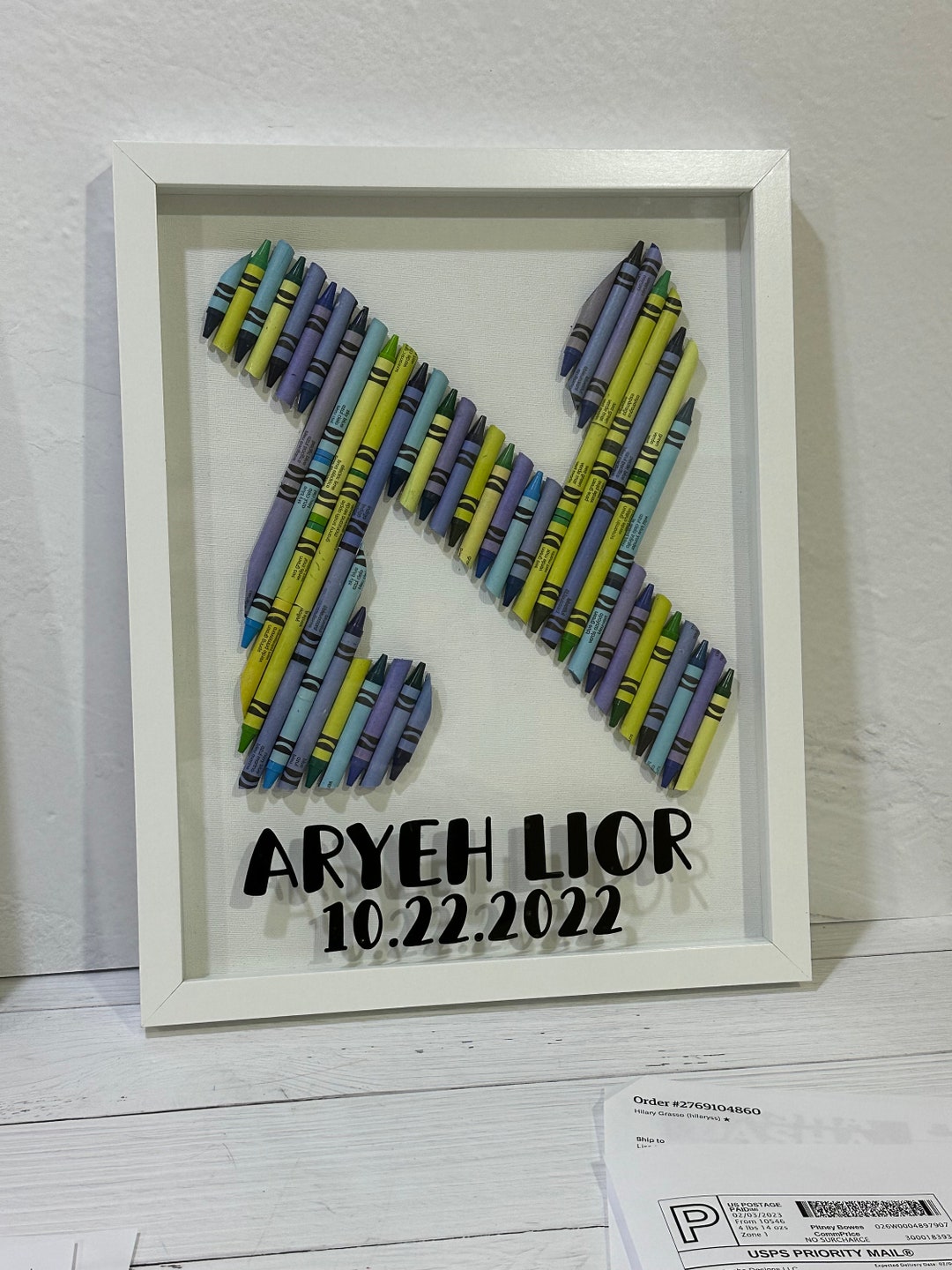 Hebrew Letter Monogram, Hebrew Name Baby Gift, Custom Crayon Hebrew ...