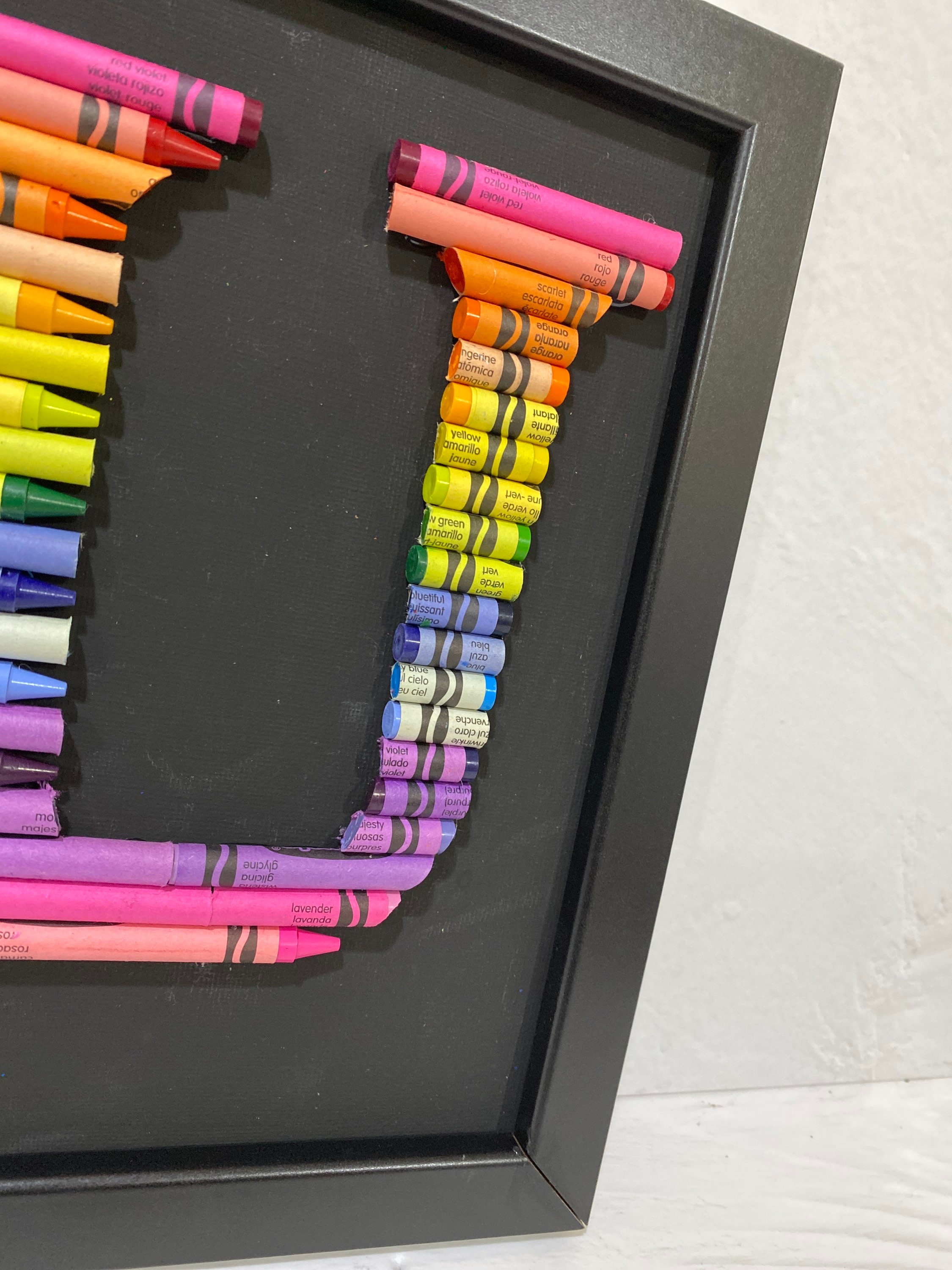 READY TO SHIP Letter U Crayon Monogram Small // Rainbow | Etsy