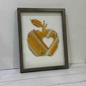 Upcycled Pencil and Ruler Apple Teacher Gift, Framed Personalized Apple ...