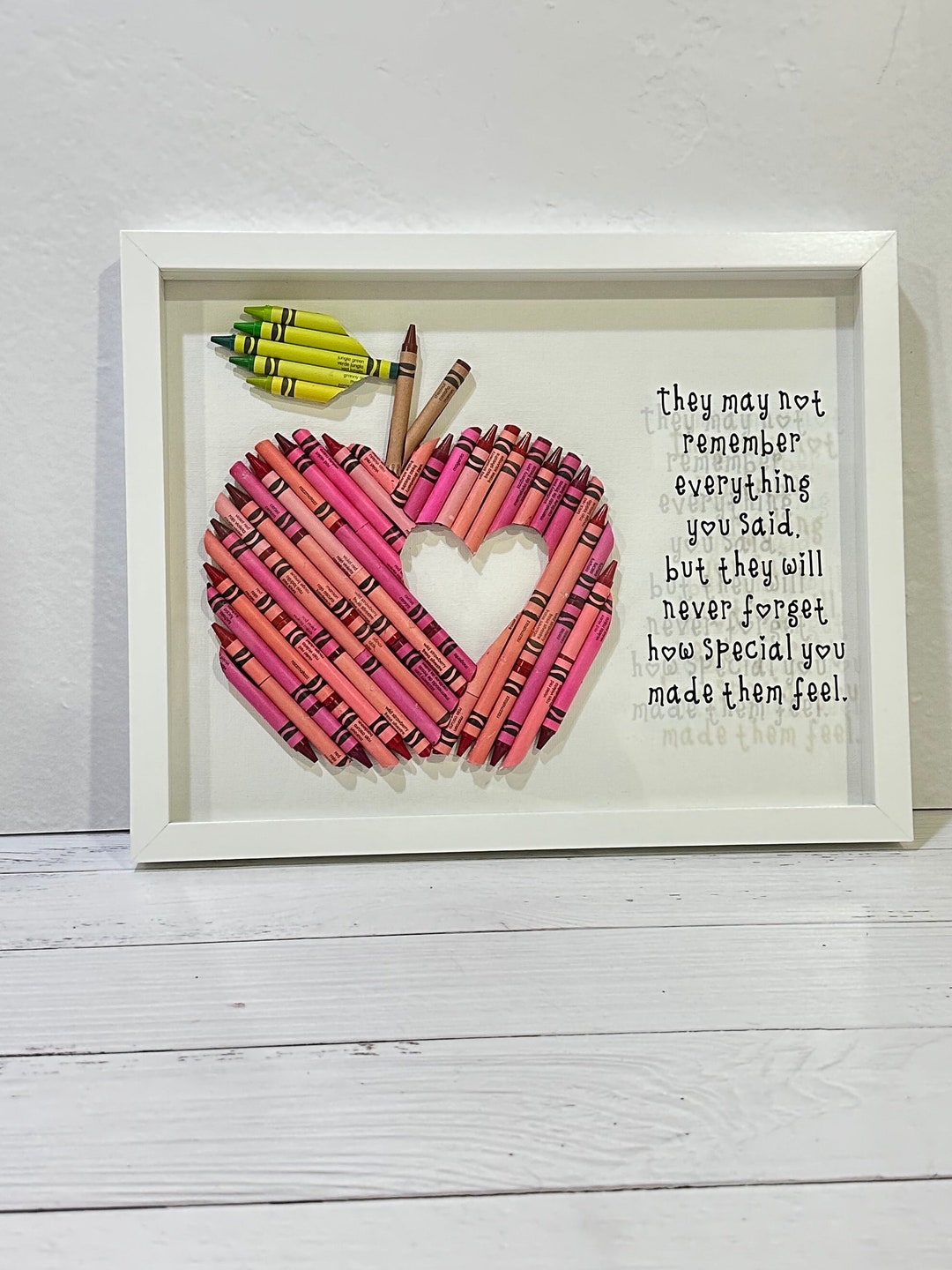 Crayon Apple Teacher Gift, Framed Crayon Personalized Apple, Heart ...