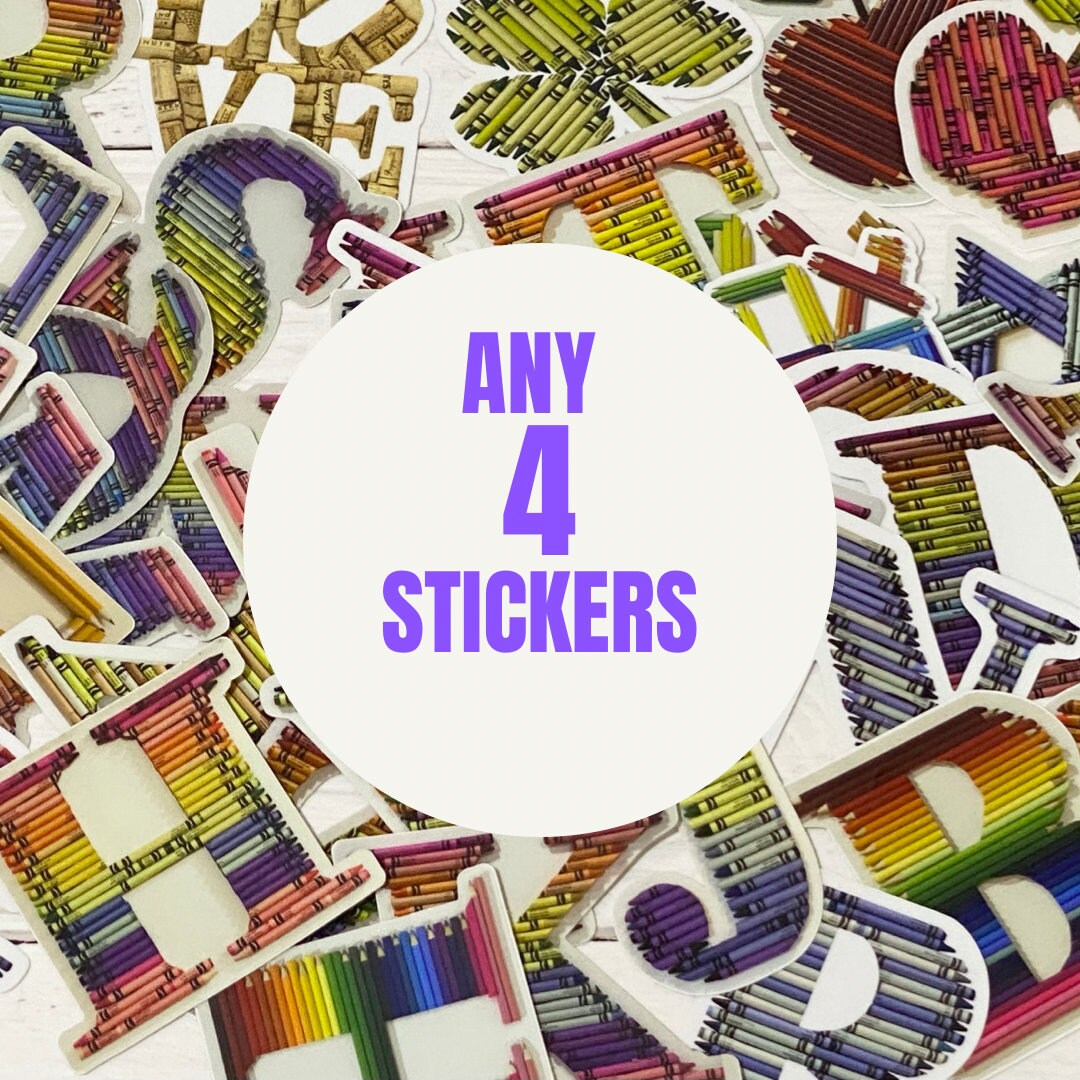 4 Sticker Bundle, Alphabet Letter Vinyl Decal / Letter Sticker/ Cute ...