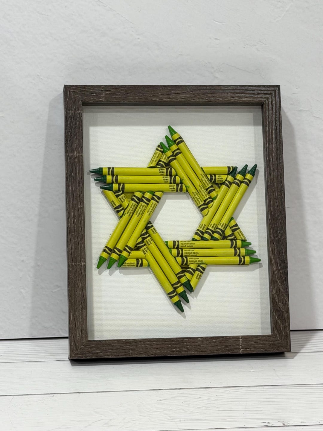 Star of David Crayon Art Small, Jewish Star in Green Crayons, Framed ...