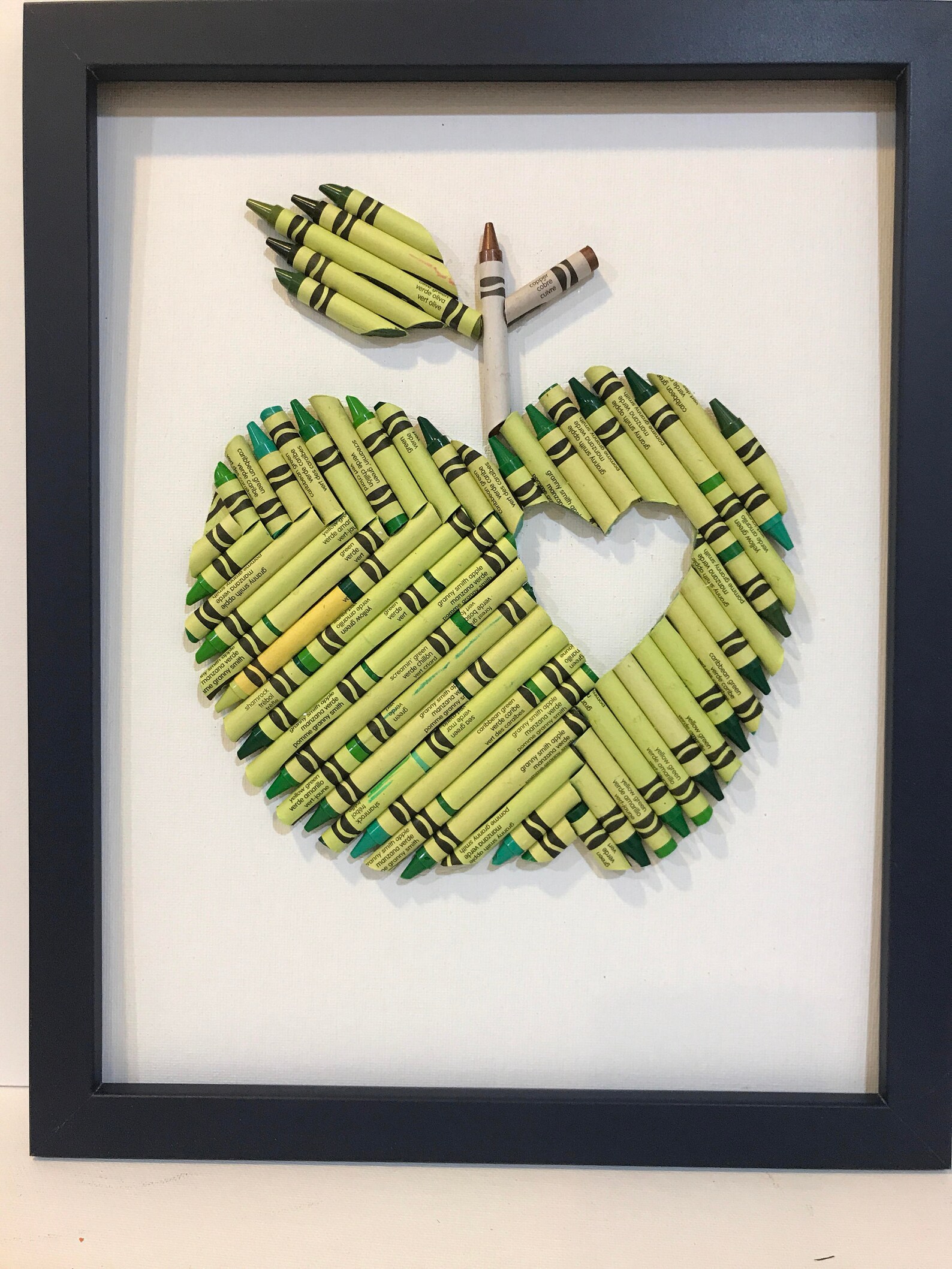 Crayon Apple Teacher Gift Green Apple Framed Crayon - Etsy
